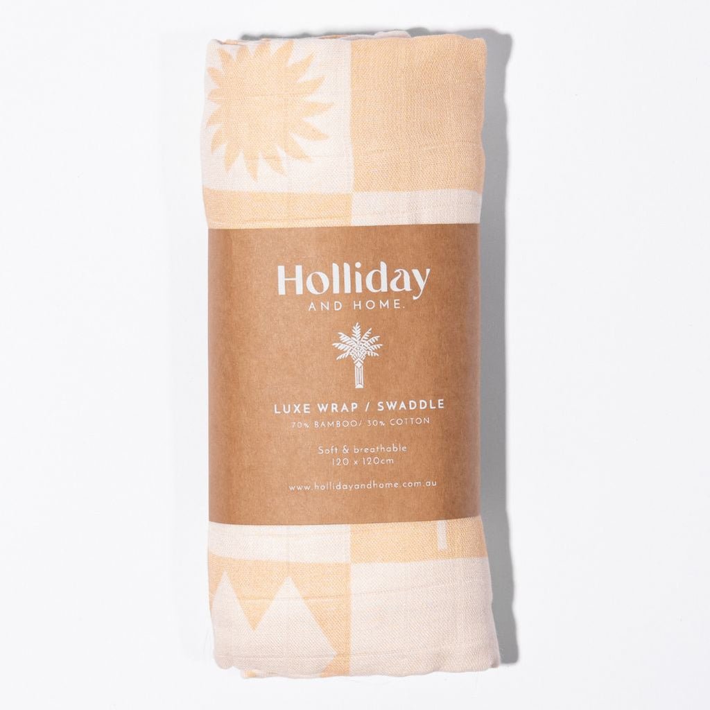 Holliday and Home ~ SUNNY CHECK LUXE WRAP / SWADDLE - SANDY